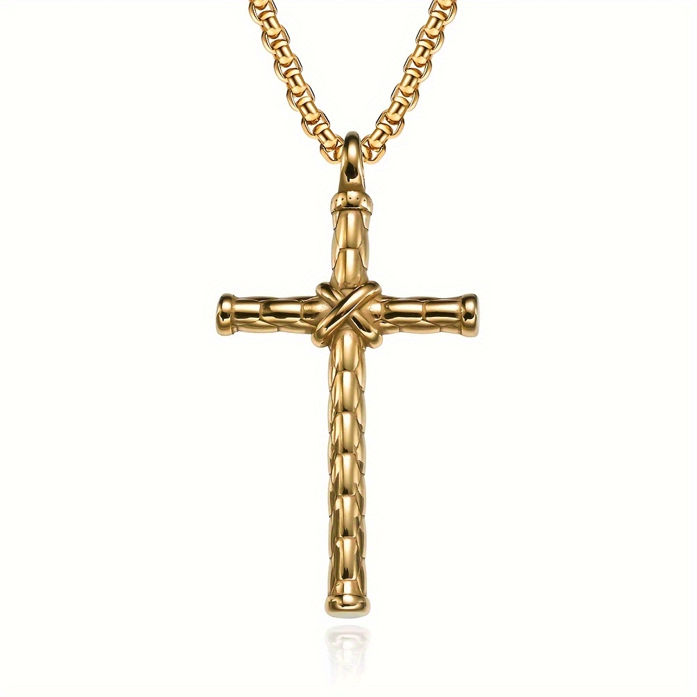 Vintage Stainless Steel Knotted Necklace Cross Pendant - Temu United ...