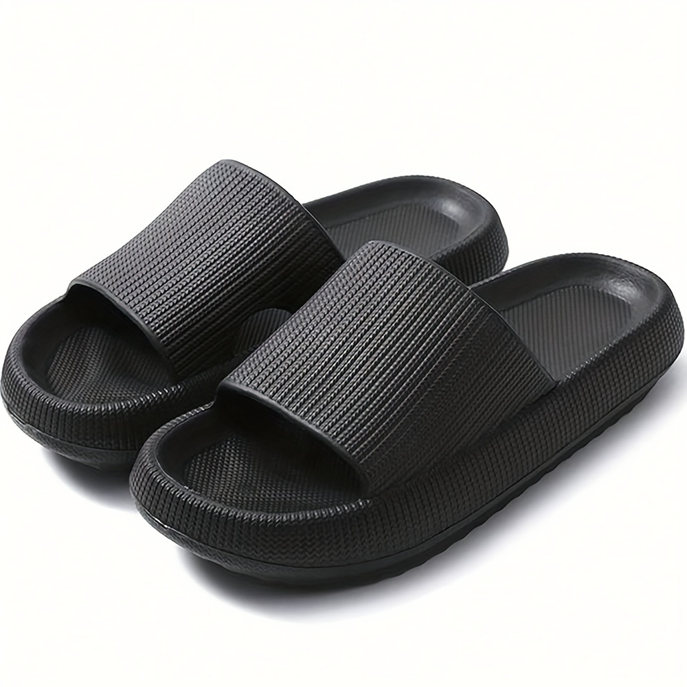 Mens Solid Colour Open Toe Breathable Slippers Comfy Non Slip Durable Soft Sole Casual Eva ...