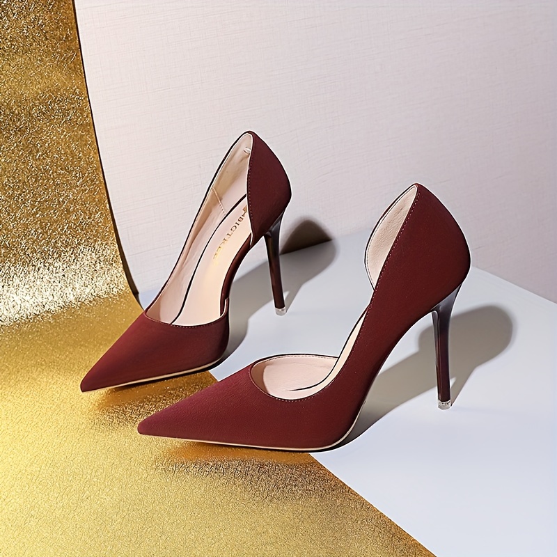 Womens Solid Color Stiletto Heels Fashion Point Toe Dress - Temu United ...