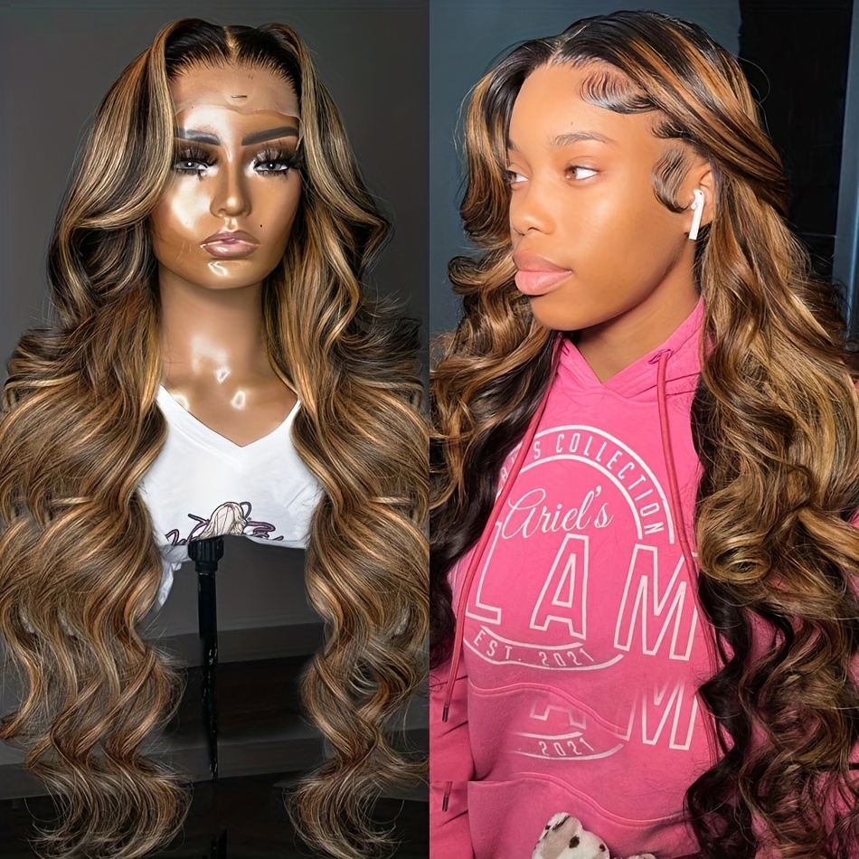 250% Density 13x6 Lace Front Wig Color 4/27 Body Wave Human - Temu ...