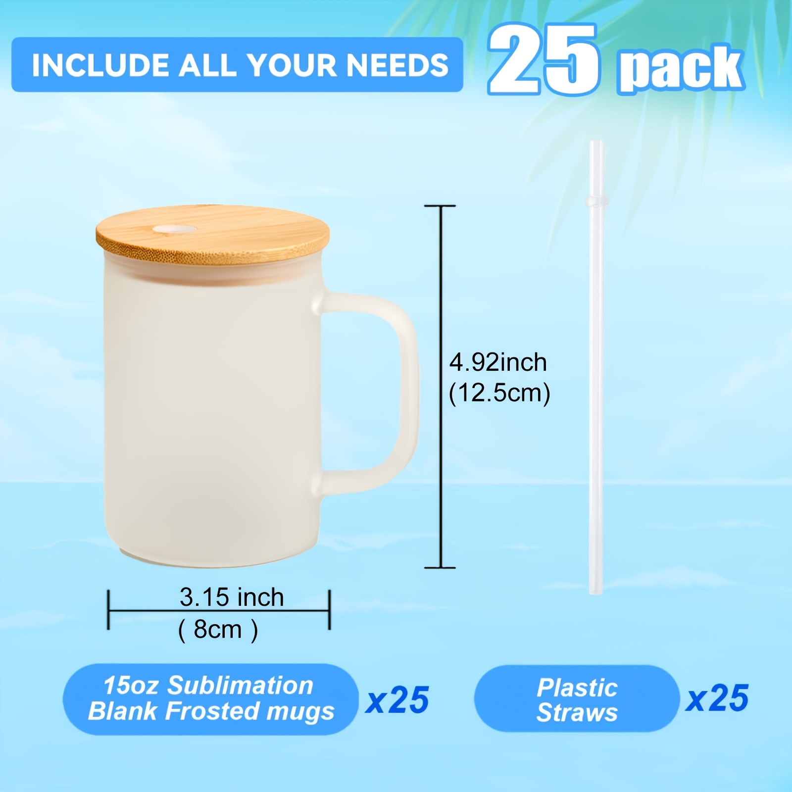 Sublimation Mugs Bamboo Lids Straws Frosted Blanks - Temu