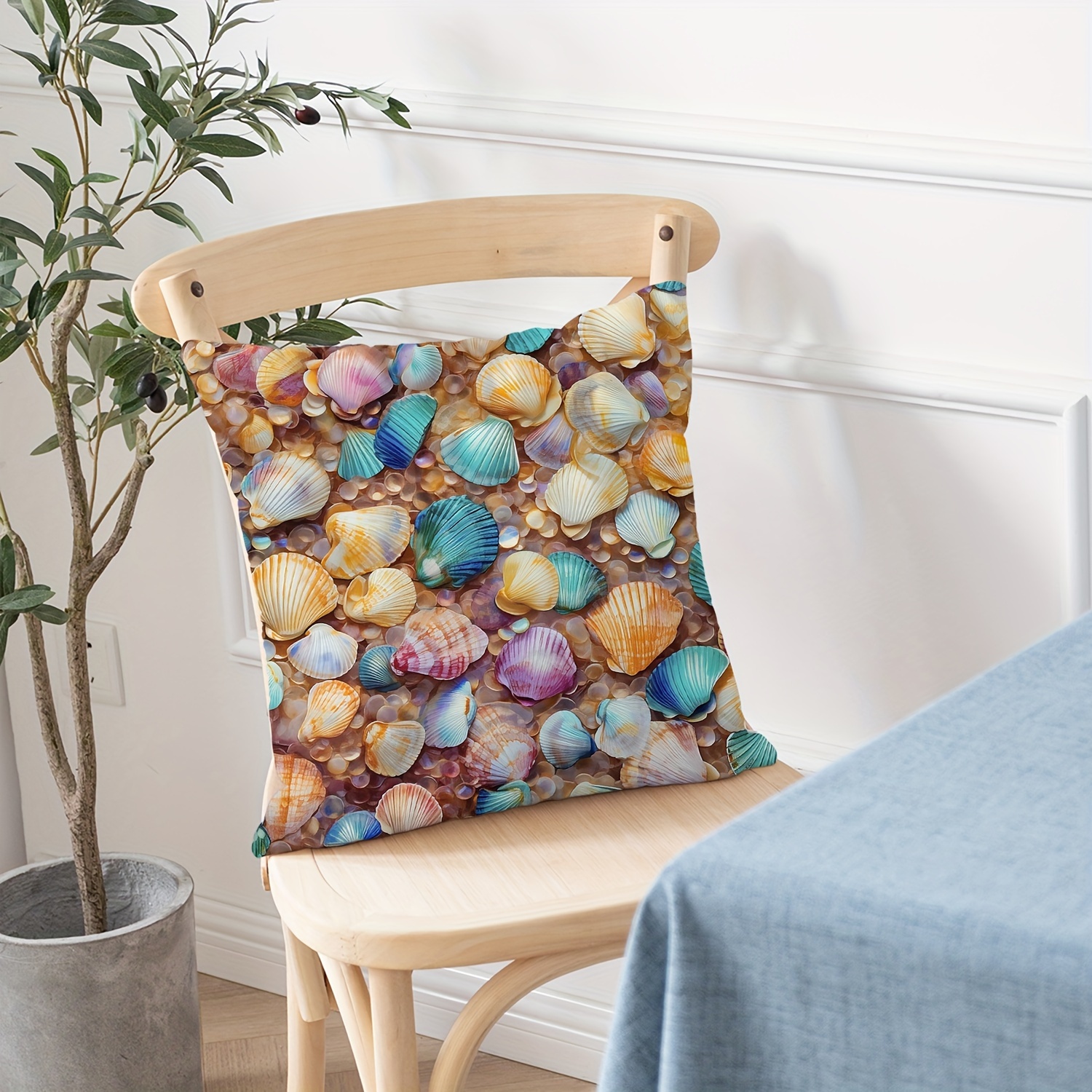 Colorful Seashells Series Pattern Digital Printed Pillow - Temu