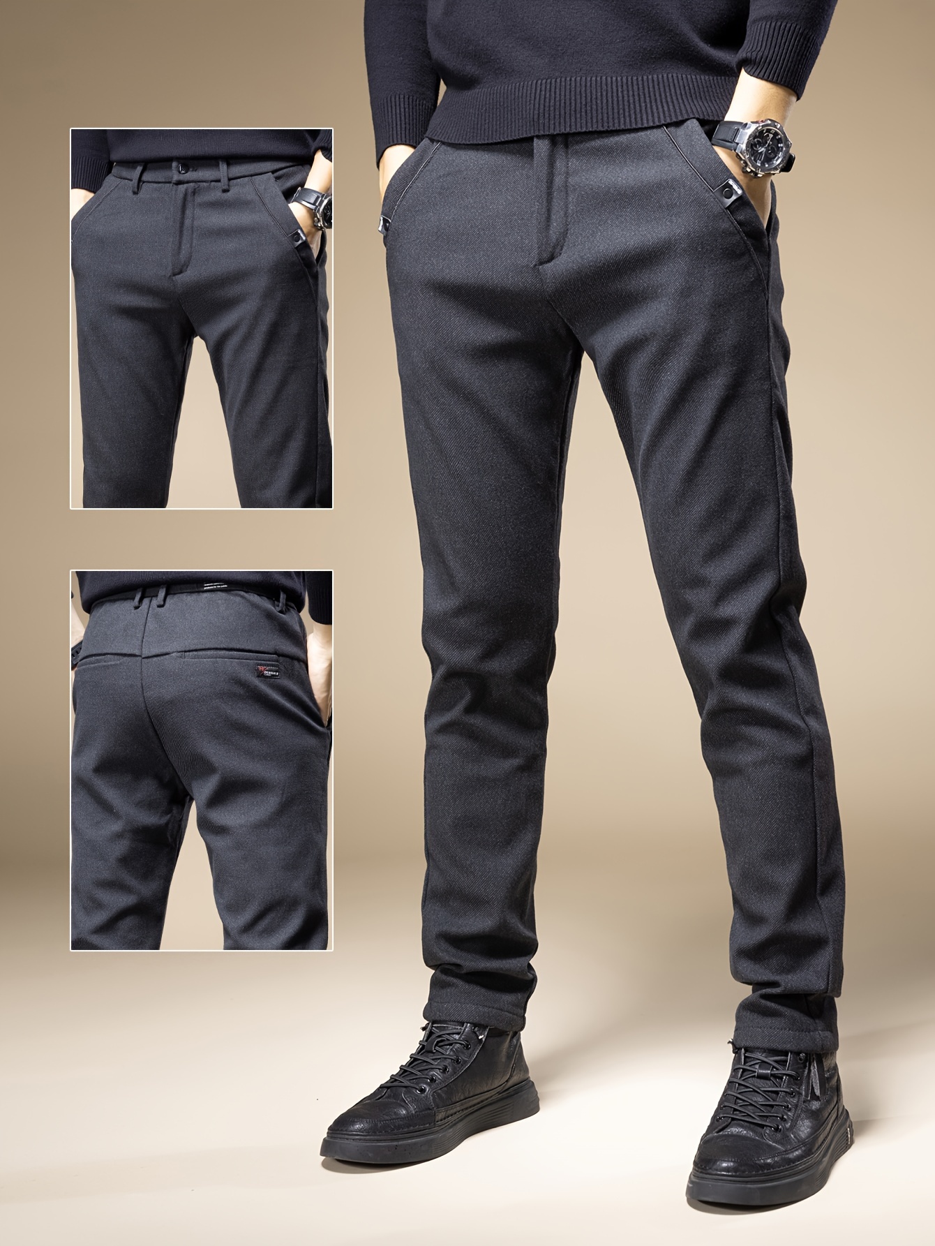Mens Casual Trendy Trousers Semi Formal Pants Temu United Kingdom