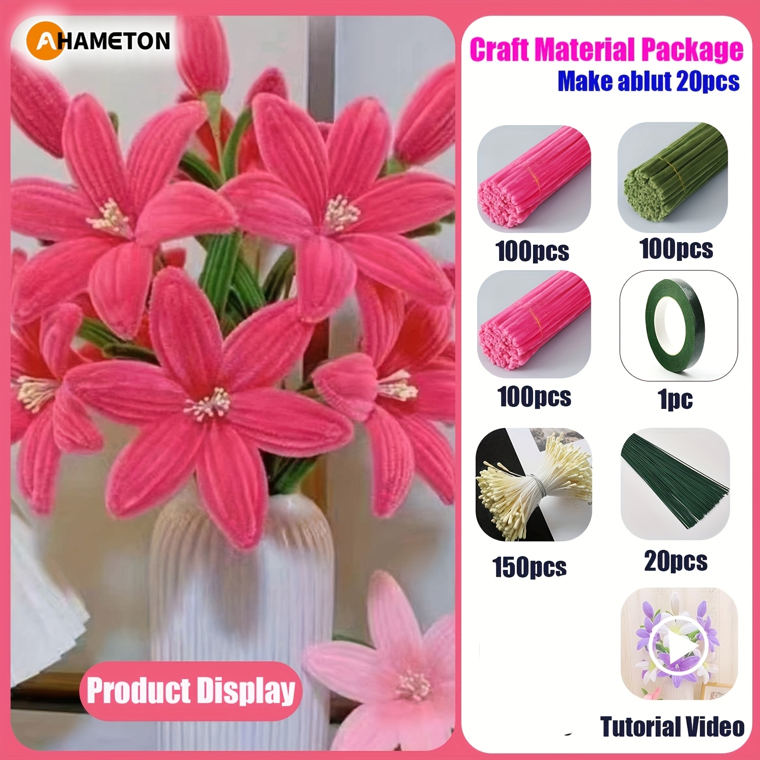 pipe cleaner flowers sold on Temu Australia