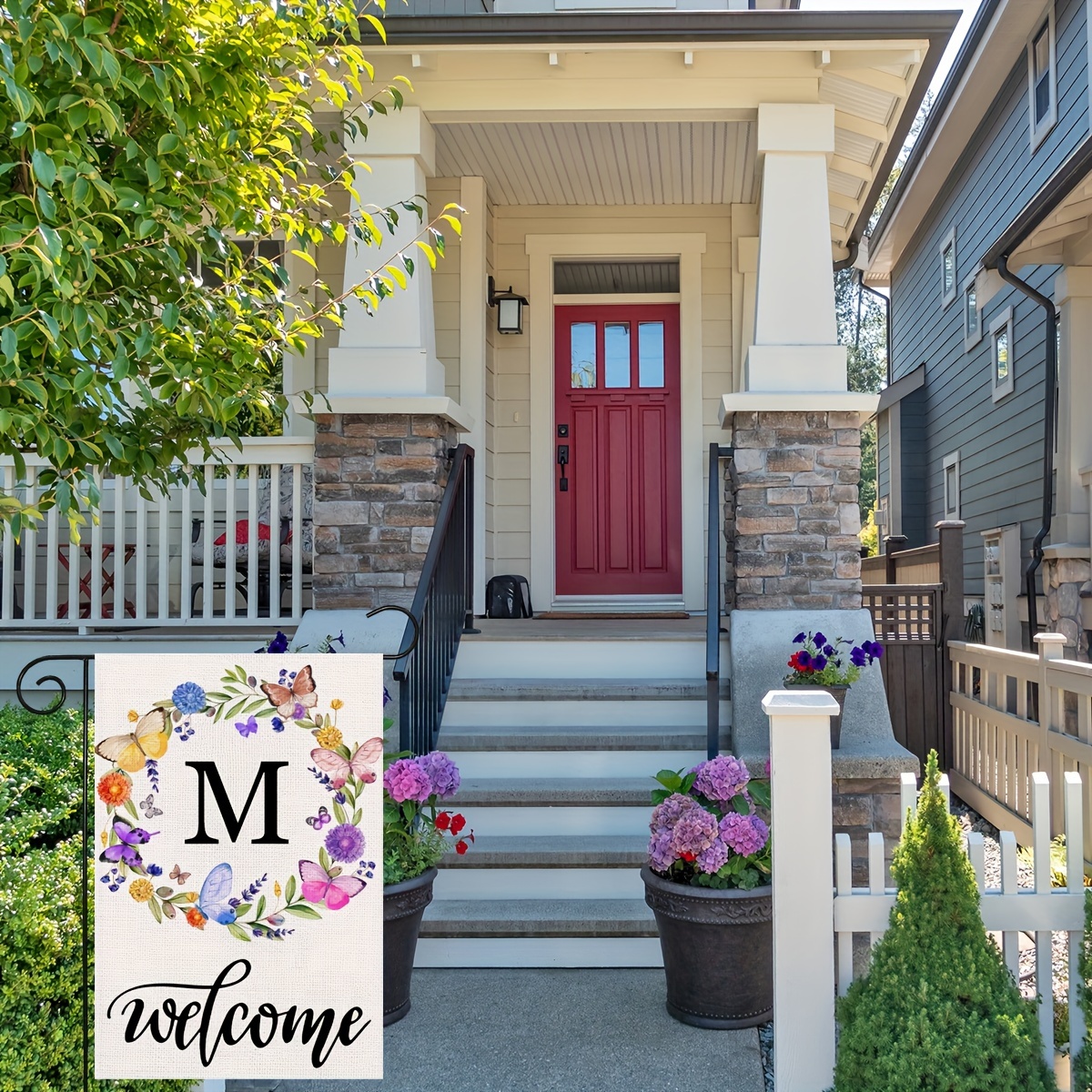 Monogram Last Name Initials Garden Flag Plant Colorful - Temu