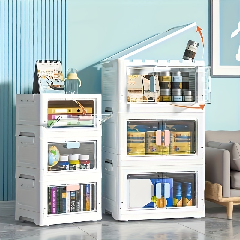 Foldable Double door Storage Box Stackable Design Snacks Tea - Temu ...