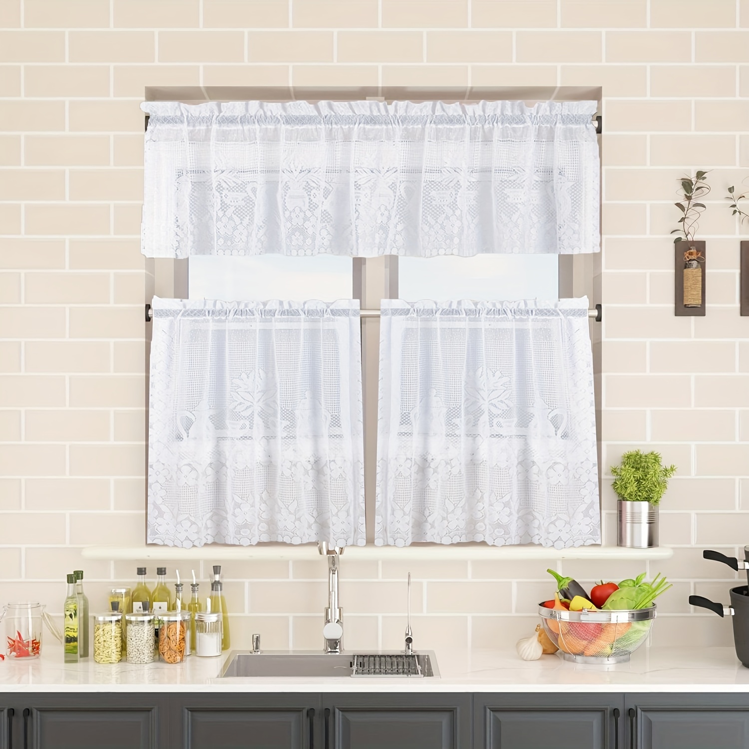 kitchen curtains sets sold on Temu United States