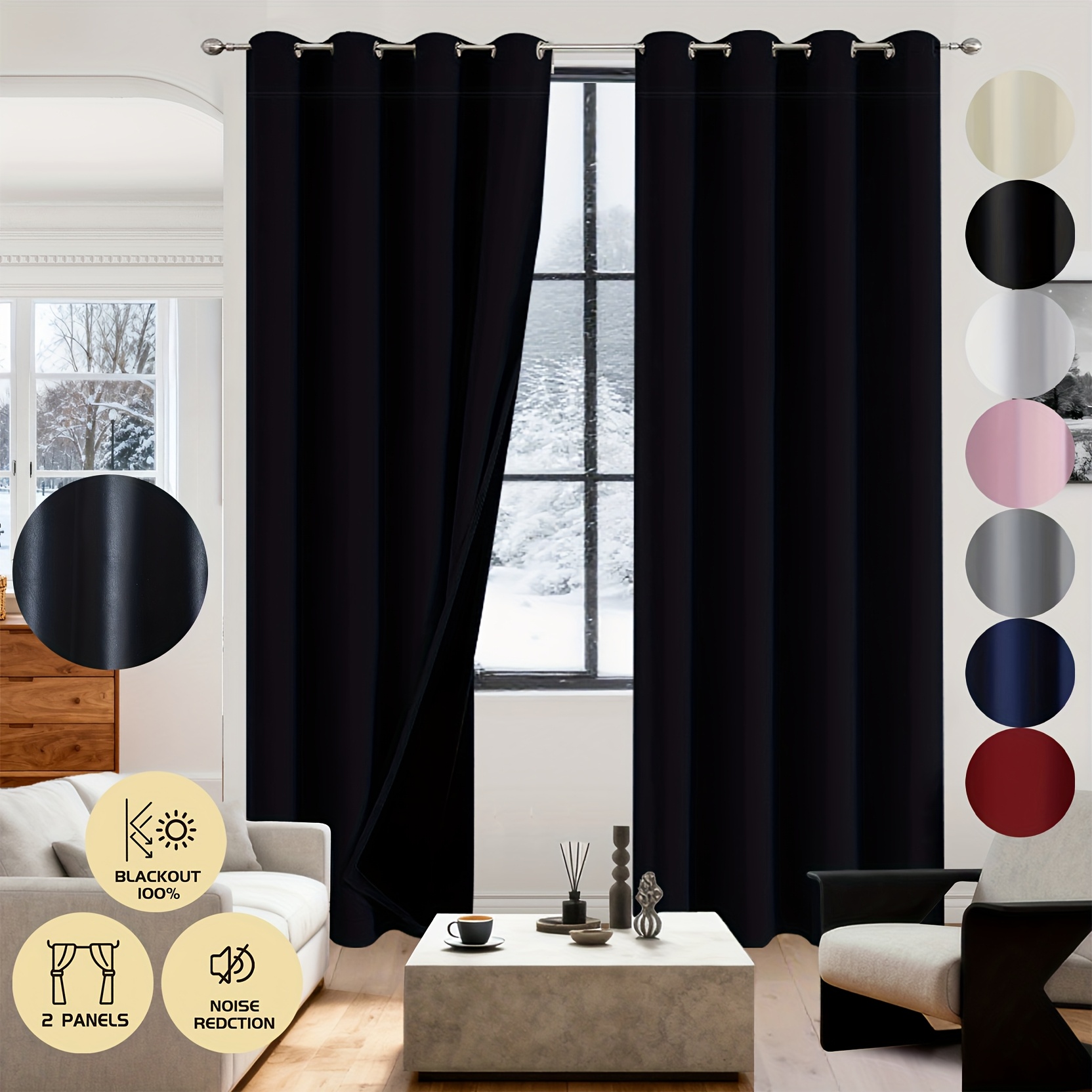 white blackout curtains sold on Temu United States