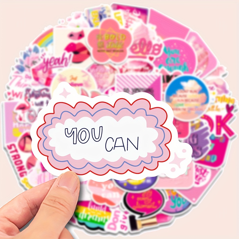 Inspirational Pink Waterproof Vinyl Stickers Laptops Phones - Temu