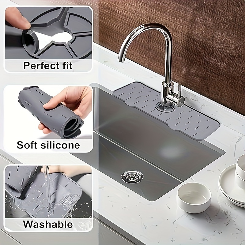 Adjustable Silicone Sink Splash Guard Kitchen Faucet Mat - Temu New Zealand