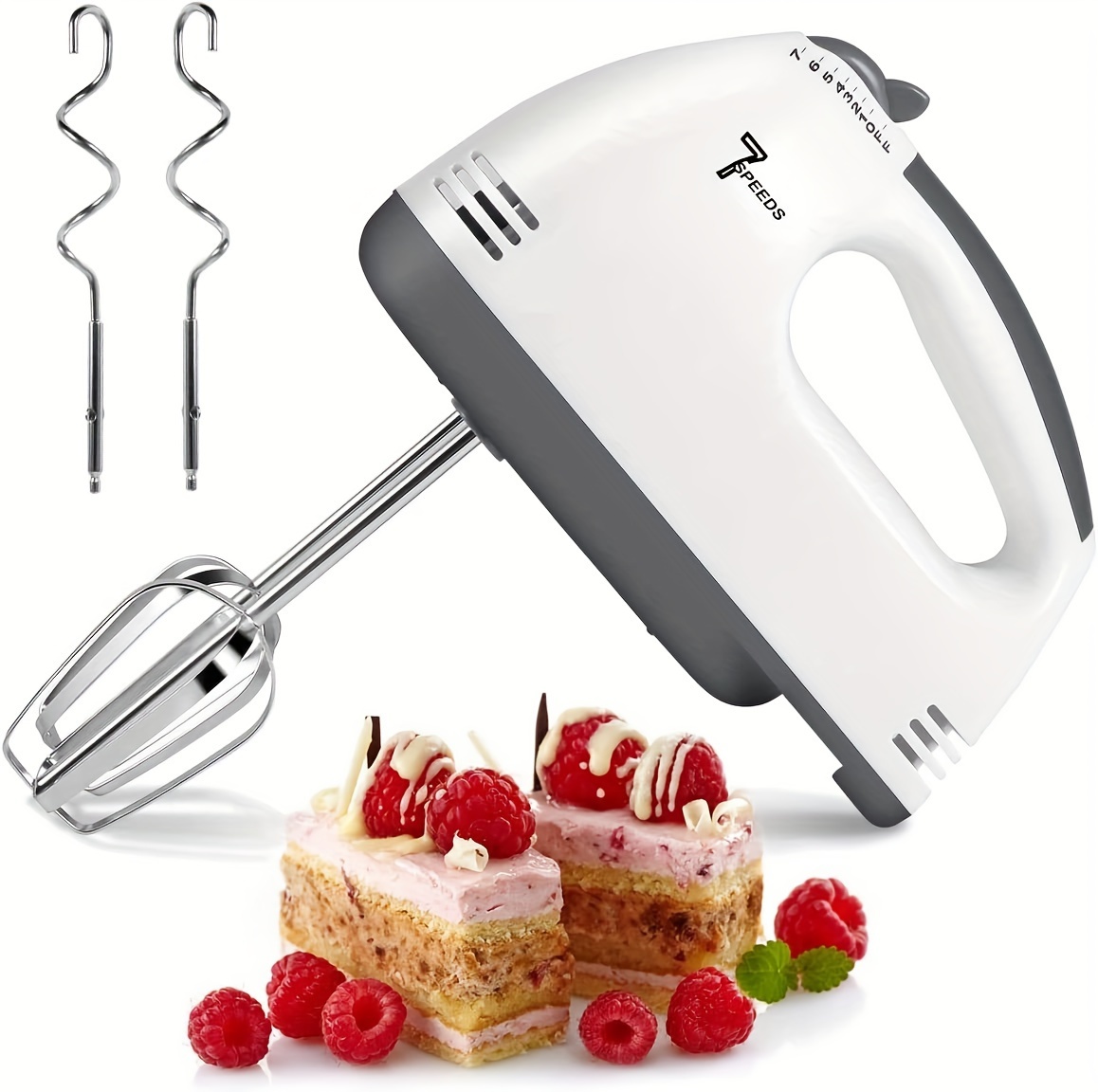 Powerful 15 Motors Electric Hand Held Mixer Settings With Button Stainless Steel Beaters Compact Automatic Cream Whisk For Baking Cake Desserts Home Kitchen Tool