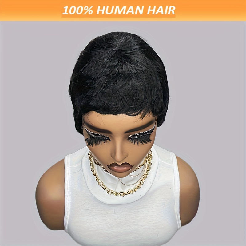 "everyday Elegance" Chic Pixie Cut Human Hair Wig Women - Temu
