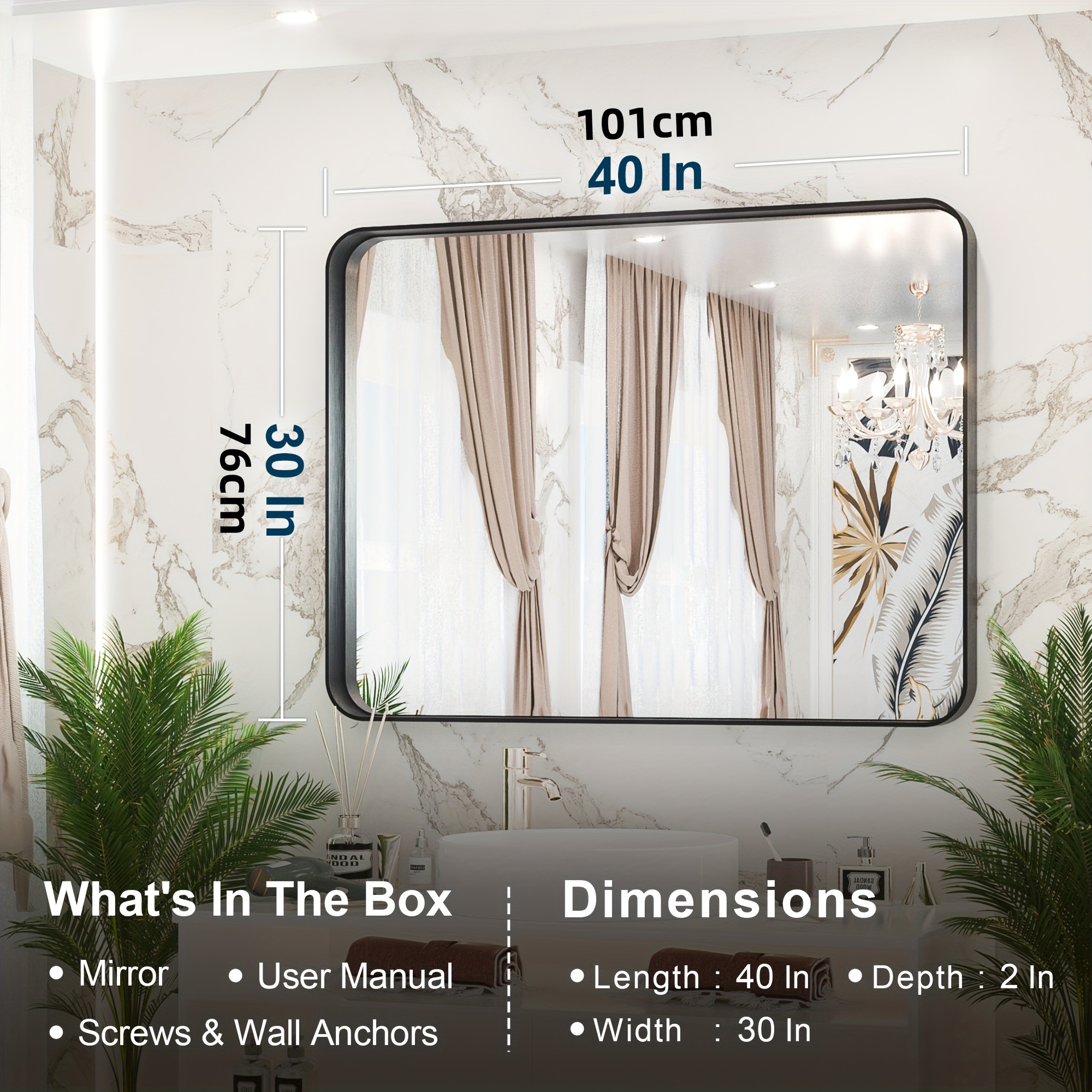 Bathroom Vanity Rectangular Metal Framed Wall Mirror - Temu