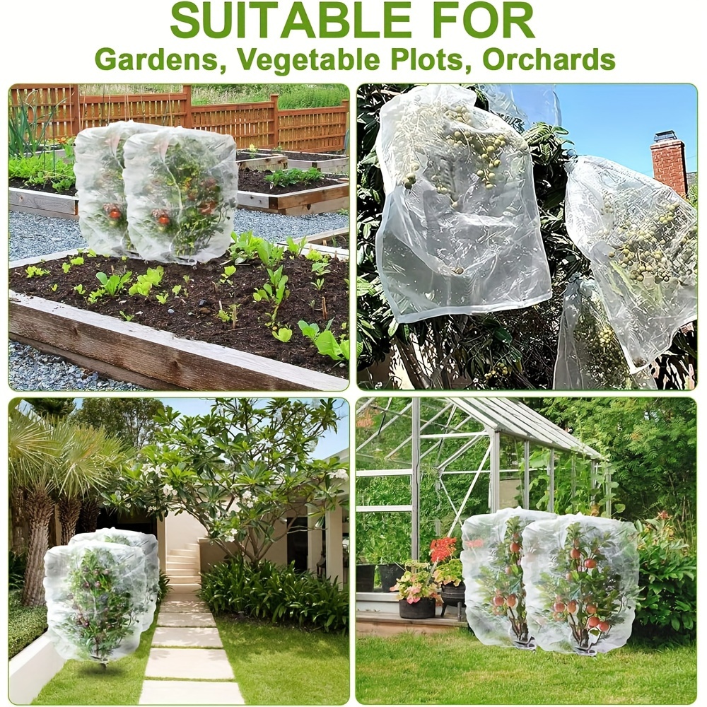 2 Pcs Plant Protection Netting With Drawstring - Insect And Bird ...