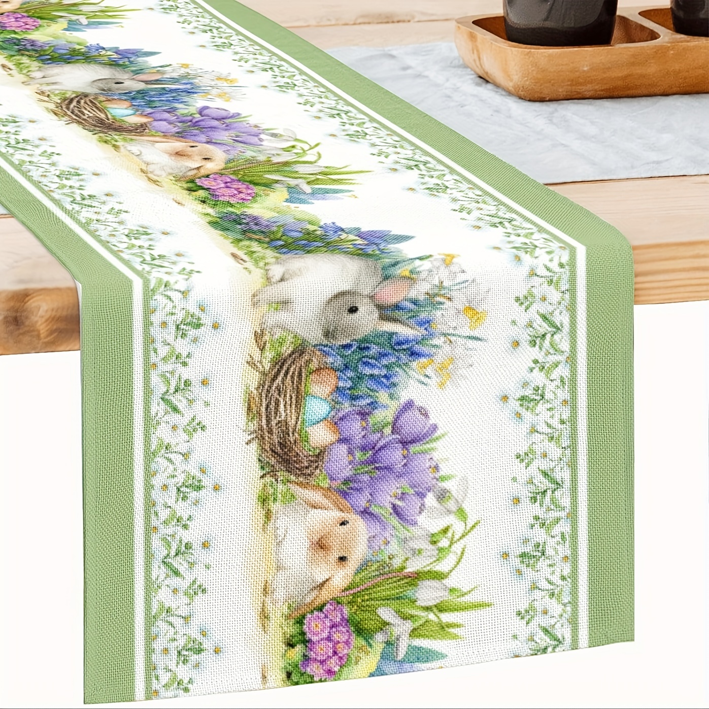 Table Runner Green Bunny Happy Easter Doily Spring Seasonal - Temu ...