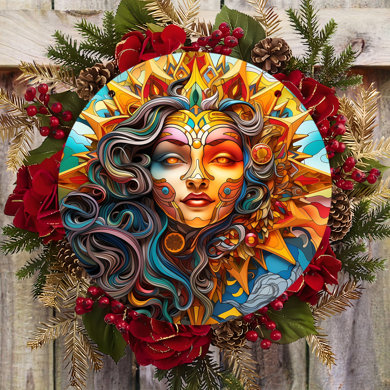 Sun Goddess Sun Catcher Colored Window Hanging Round Acrylic - Temu Canada