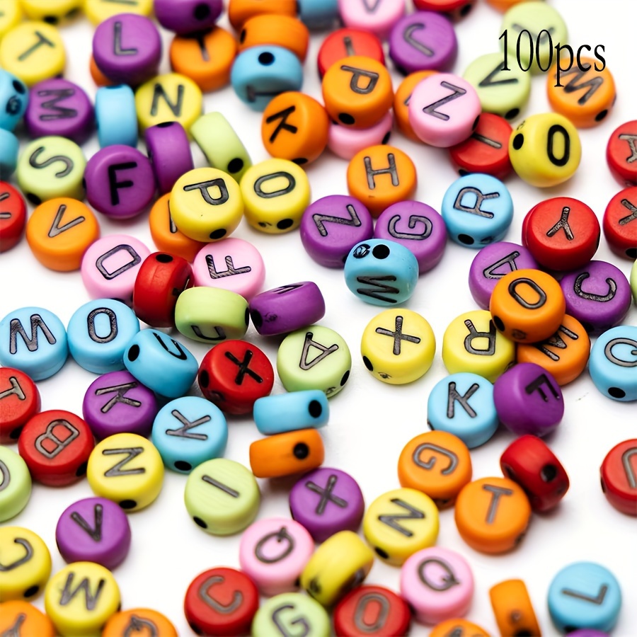 Acrylic White Letter Pattern Flat Round Beads Bracelet - Temu Portugal