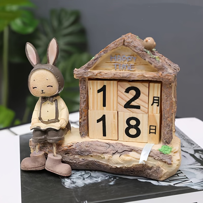 Easter Creative Cute Rustic Rabbit Small Wooden House - Temu