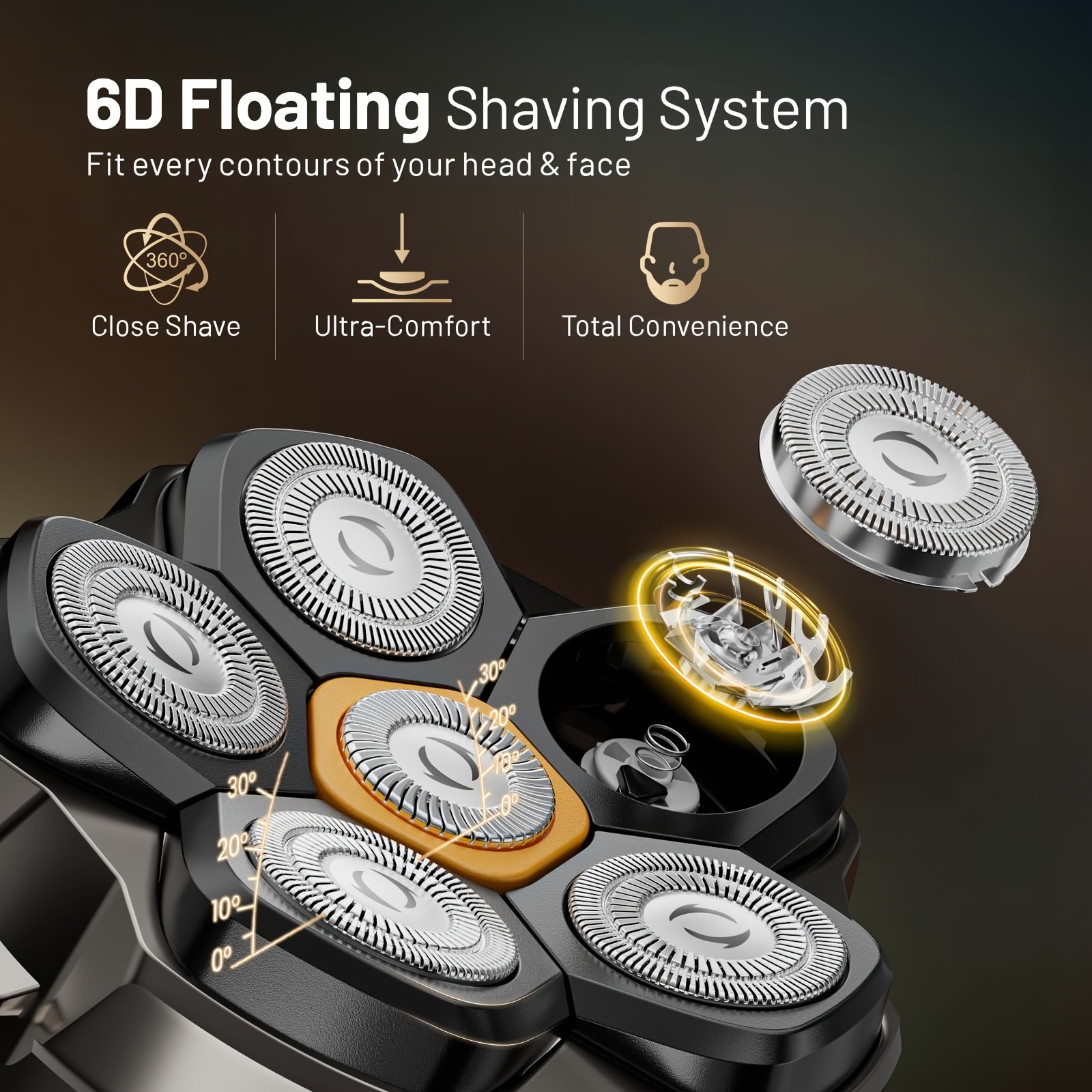 6D Pro Head Shaver for Bald Men – Cordless 6-in-1 Wet & Dry Razor ...