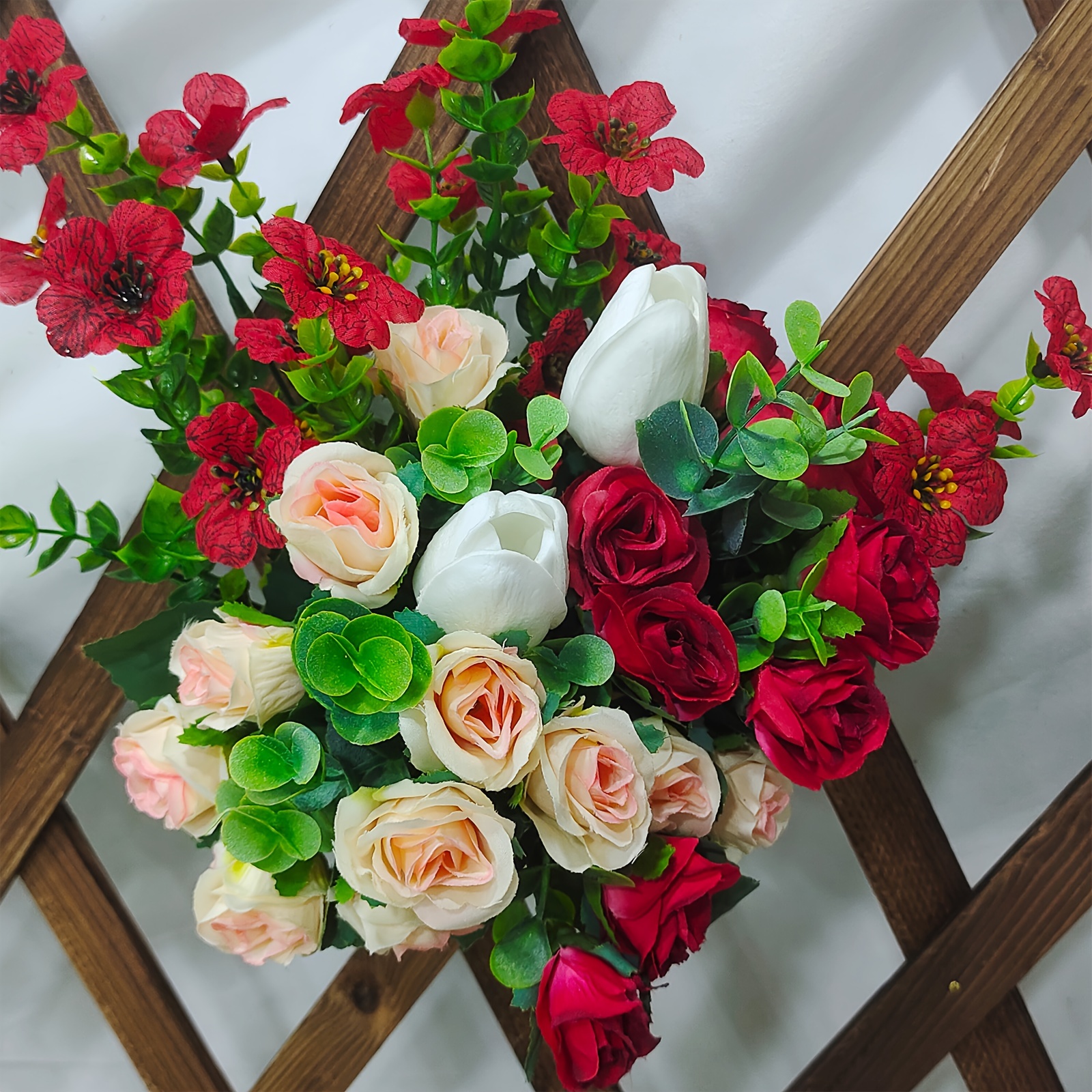 1 set artificial flowers multi colored flower bouquet large bouquet with stems for diy wedding party table decoration flower arrangement home and kitchen outdoor decoration home decoration home kitche...
