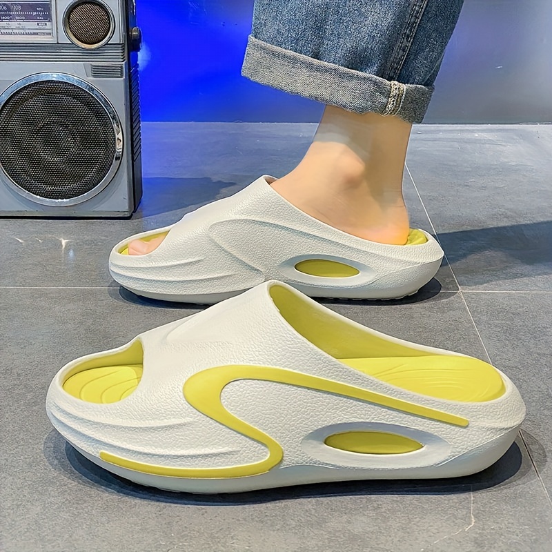 Unisex Trendy Colour Block Open Toe Breathable Slippers Comfy Non Slip Soft Sole Durable Slides ...