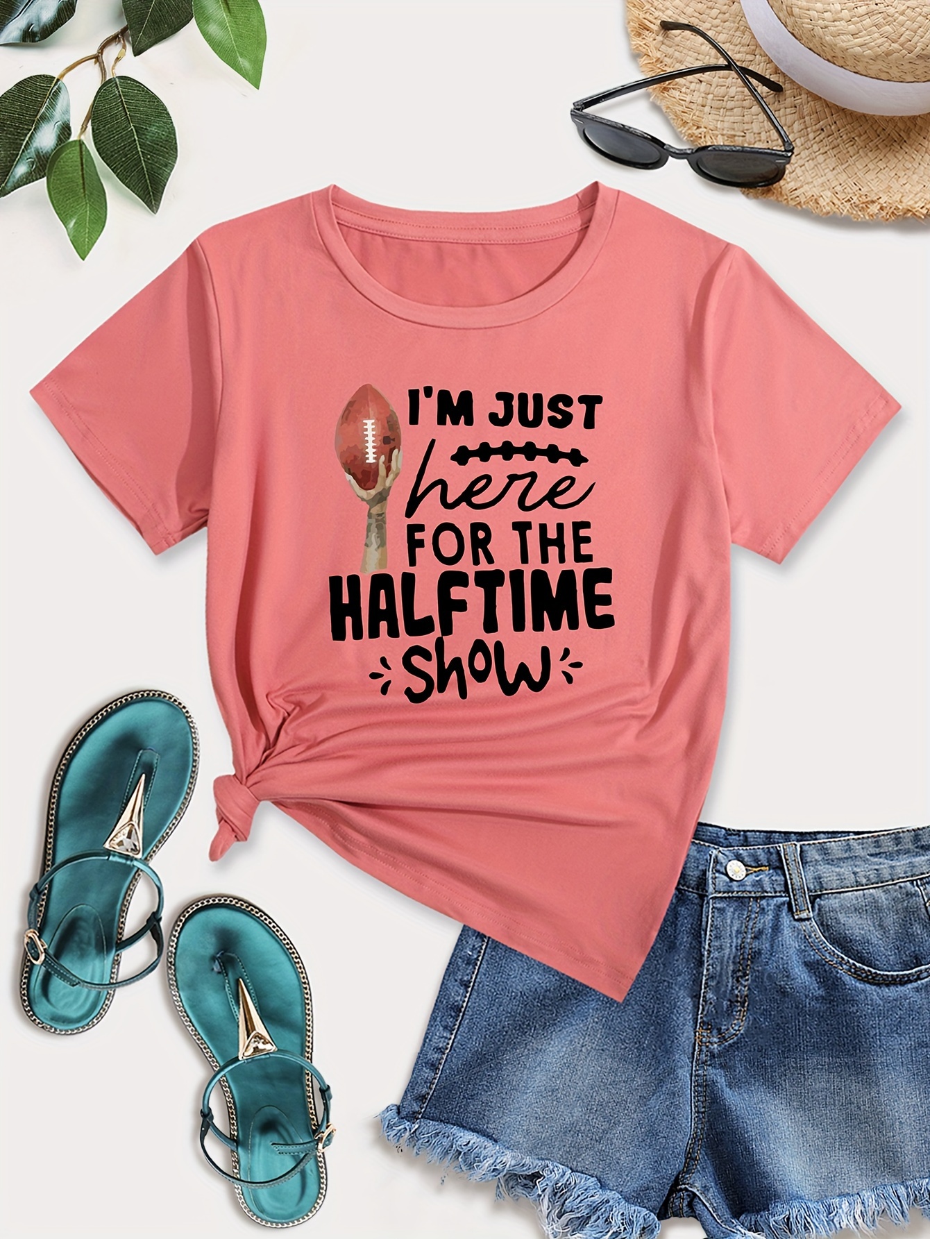 Rugby Print Crew Neck T shirt Girl s Short Sleeve Tee Summer - Temu ...