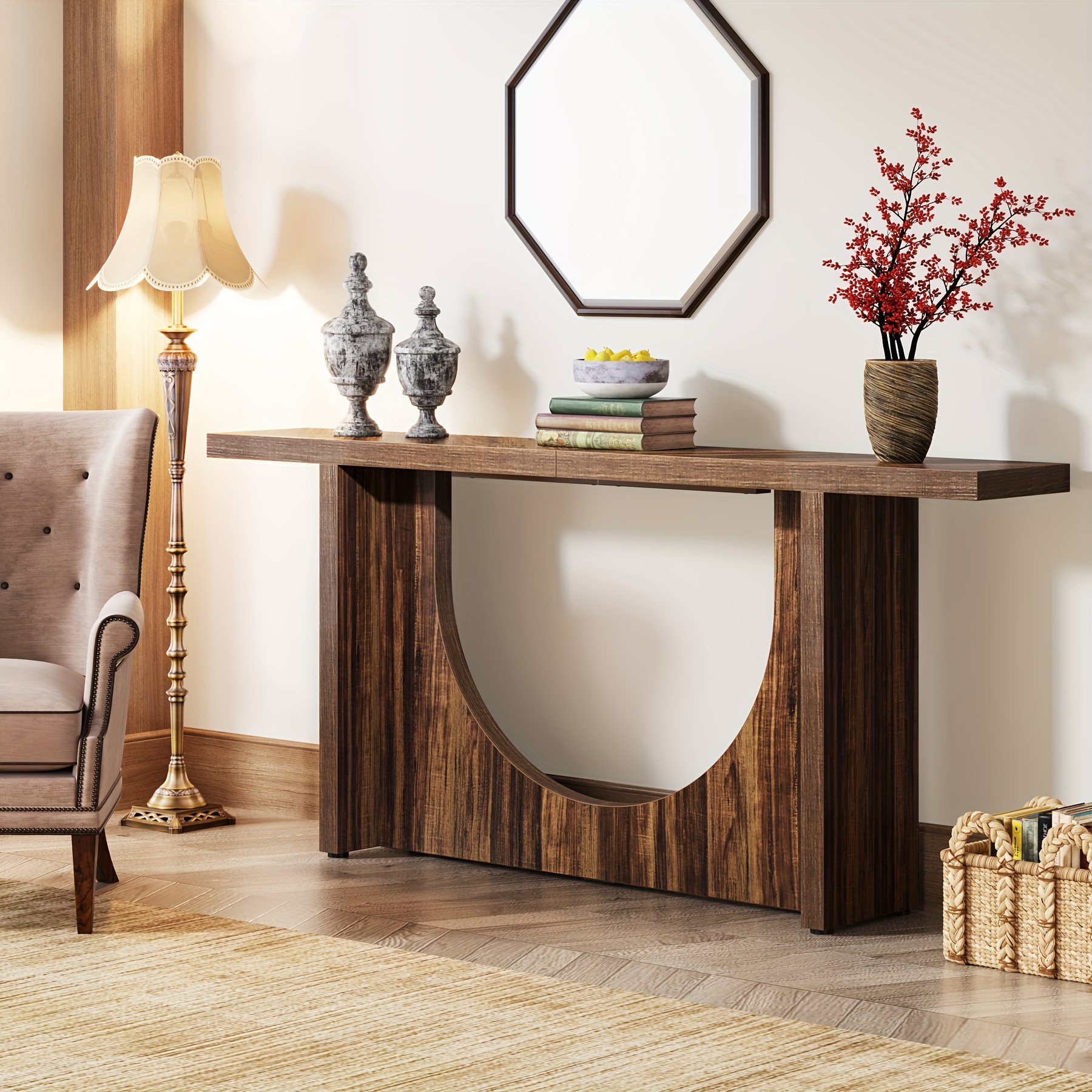 farmhouse console table vintage entryway foyer table wooden Temu