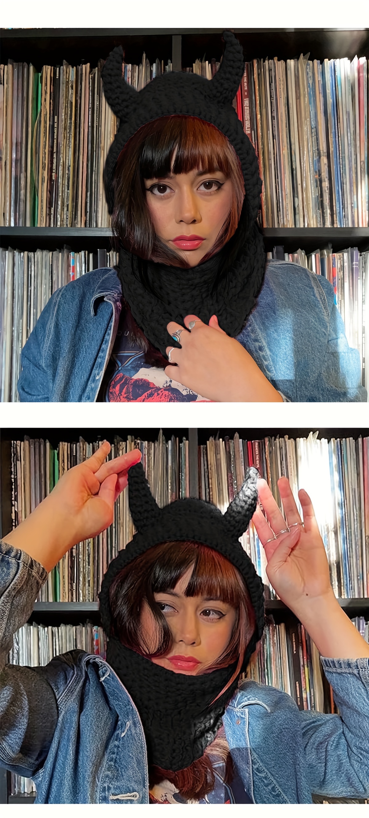 fashionable devil horns knit beanie unisex winter warm - Temu