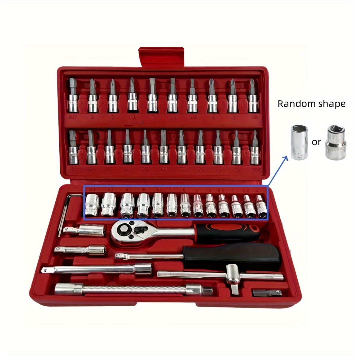 46pcs Socket kit 1 4 inch drive socket ratchet wrench kit mechanical tool kit for automotive repair and household use metric socket kit with