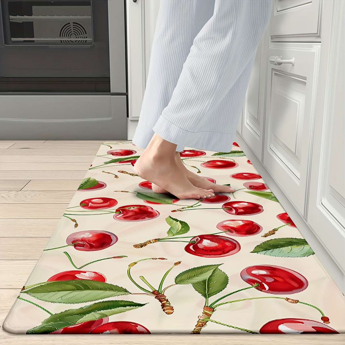 Red Cherry Kitchen Rugs Non Slip Washable Thicken Kitchen - Temu New ...