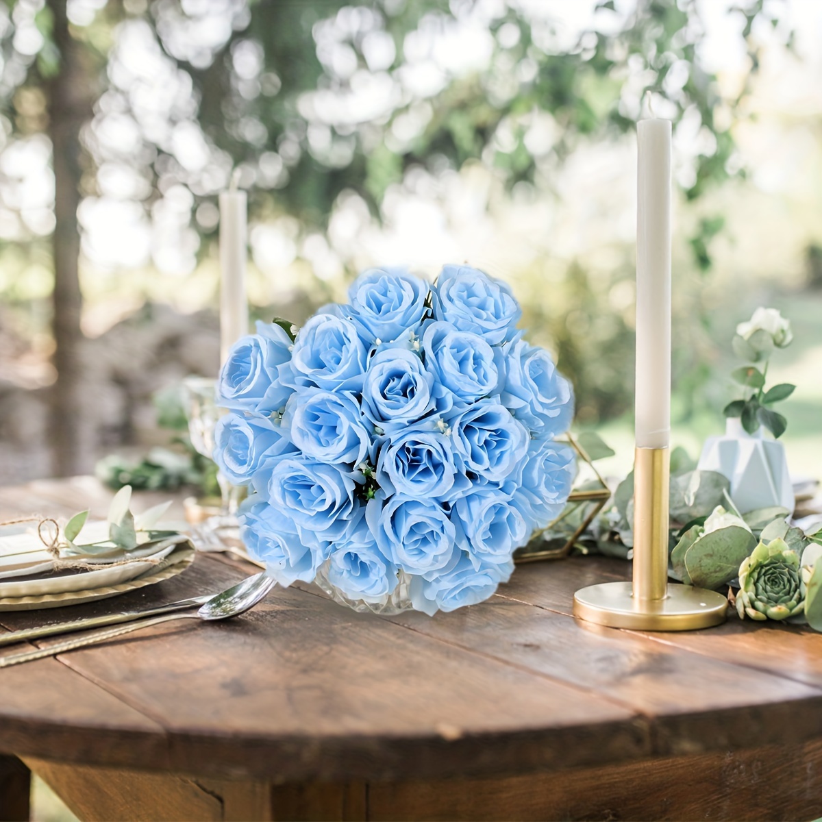 Artificial Rose Bouquet, 18 Stems Realistic Flowers For Wedding And ...