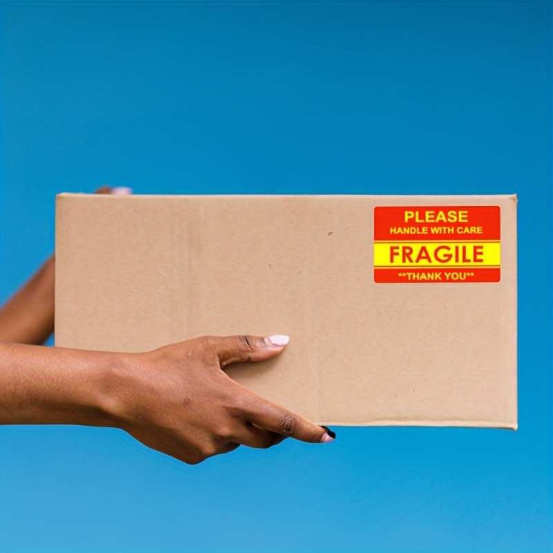 300pcs Per Roll/1.8*3in Beware Of Shipping Easy To Crush Yellow ...