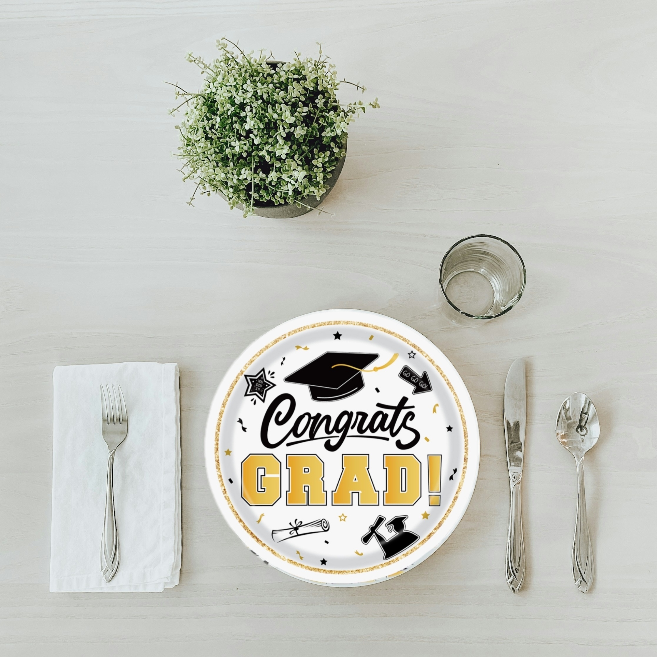Graduation Party Paper Plates Congrats Grad Class 2024 Round - Temu