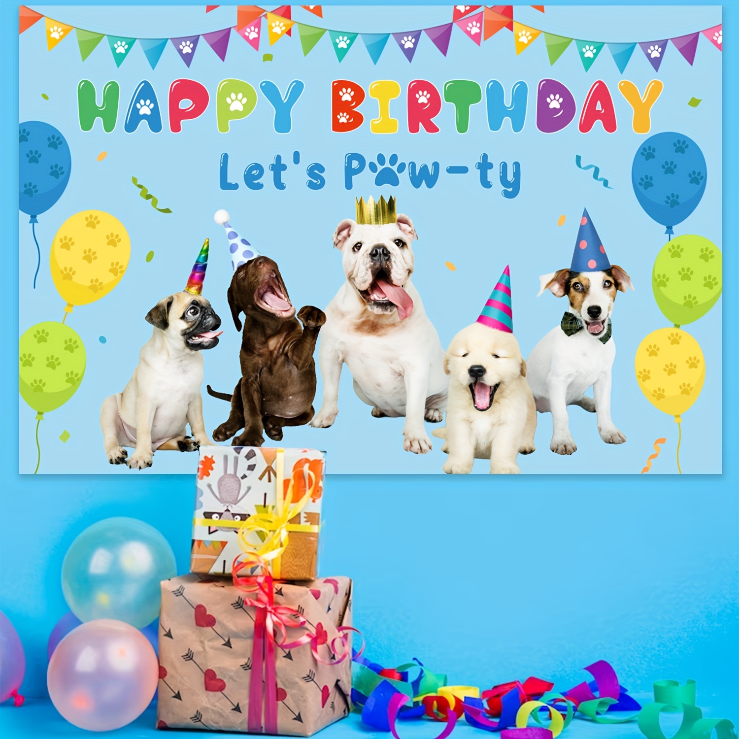 Blue Dog Themed Birthday Background Cloth Party Photography - Temu