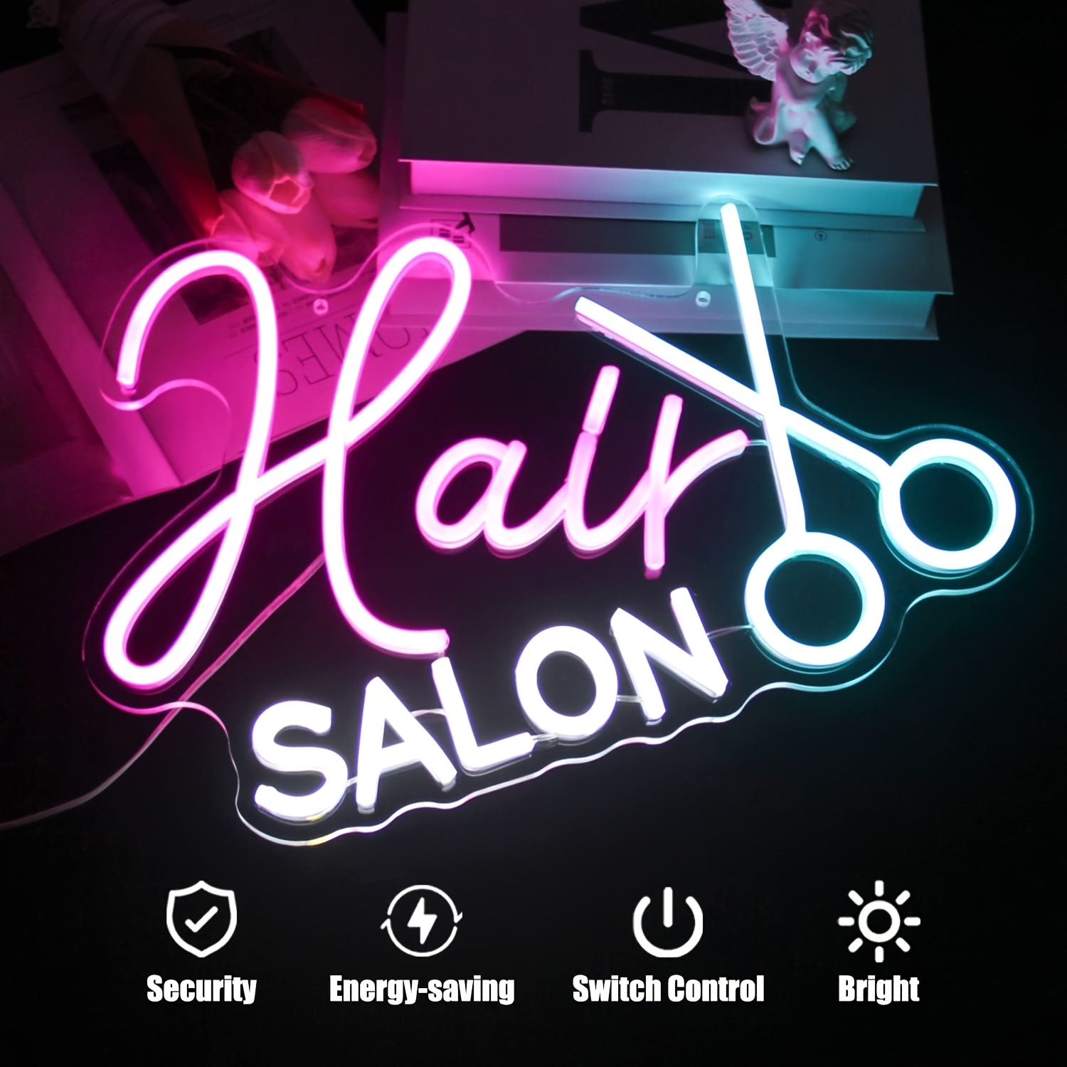 hair sign beauty room decor barber neon light - Temu