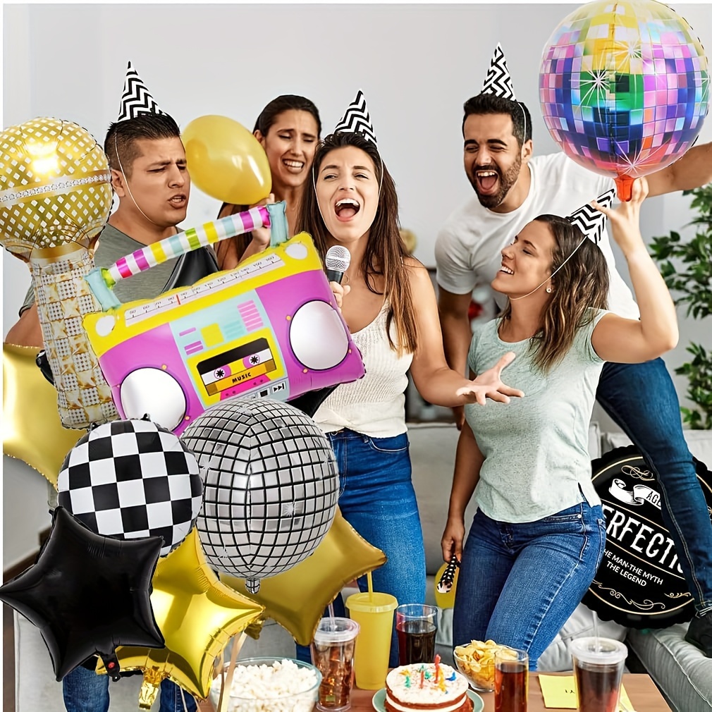 Retro Disco Party Balloon Set 80s 90s Theme Radio Microphone - Temu