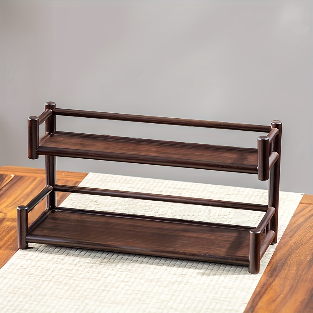Double Shelf Solid Wood Storage Rack Storage Table Tea Set - Temu