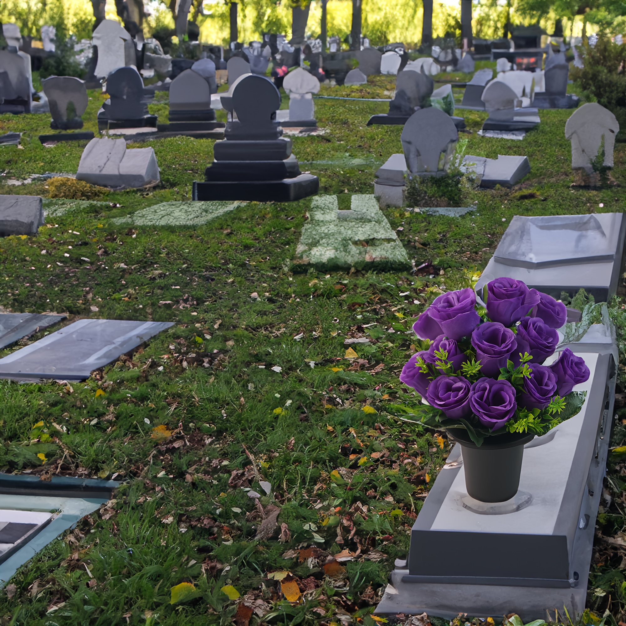 Artificial Cemetery Flowers Outdoor Decorative Roses Flower - Temu