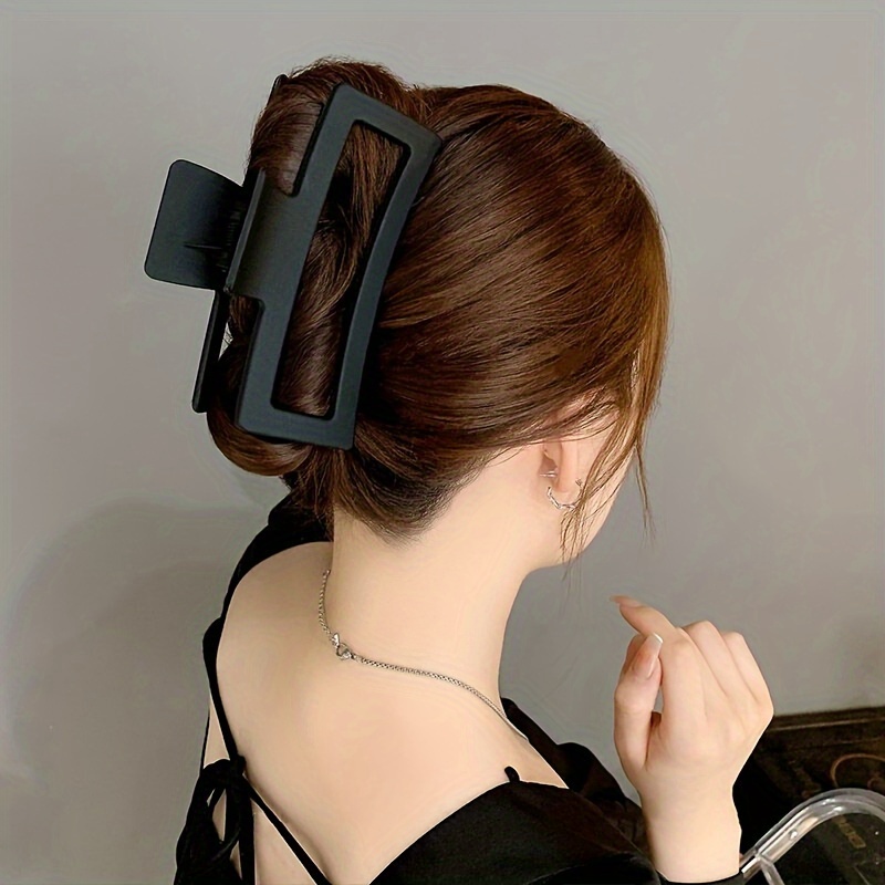 Large Hollow Hair Claw Clips Solid Color Rectangular Non - Temu Canada