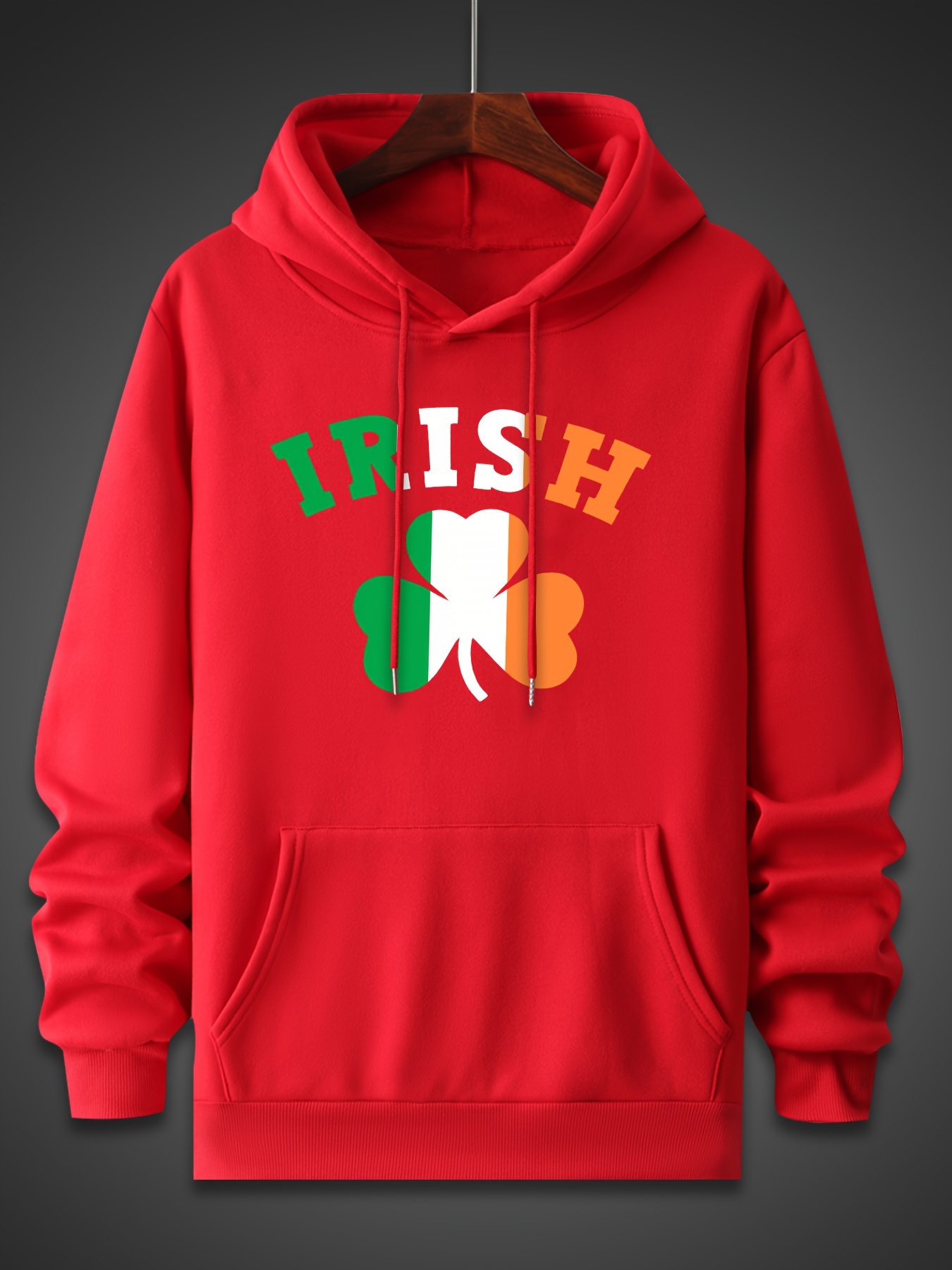 Irish Print Kangaroo Pocket Hoodie Casual Long Sleeve - Temu Australia