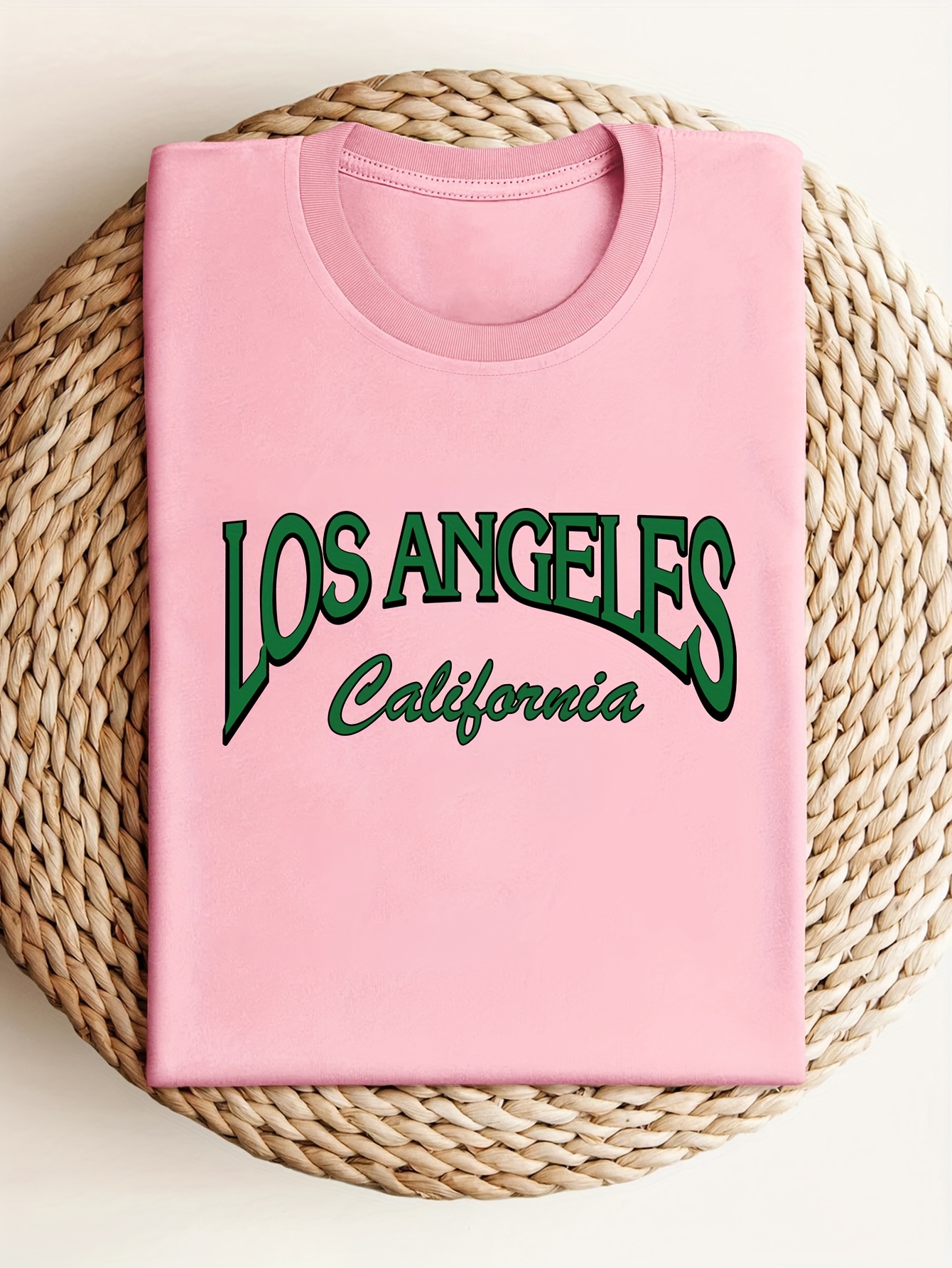 Los Angeles California Print T shirt Plus Size Short Sleeve - Temu New ...