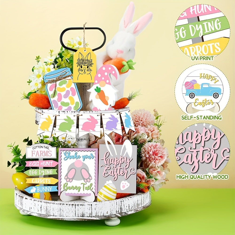 Easter Tiered Tray Decor Spring Farmhouse Mini Wood Signs - Temu Australia