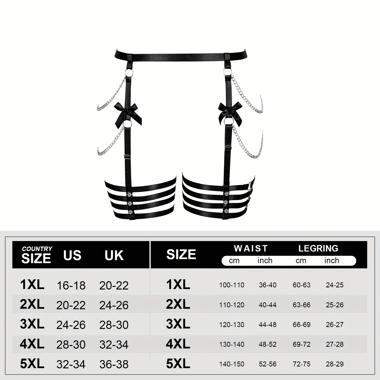 플러스 사이즈 펑크 고딕 하네스 가터 벨트 여성용 신축성 있는 컷아웃 디자인 파티 페스티벌 및 할로윈에 Temu