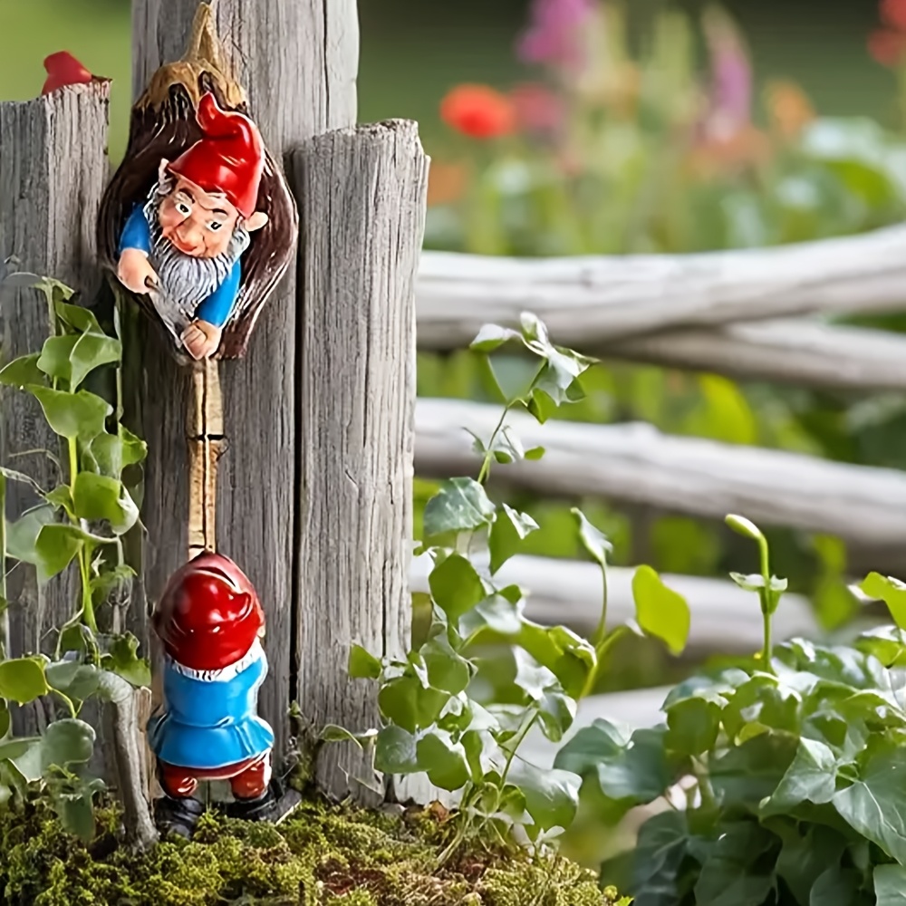 Hanging Gnome Garden Statue Resin Climbing Elf - Temu