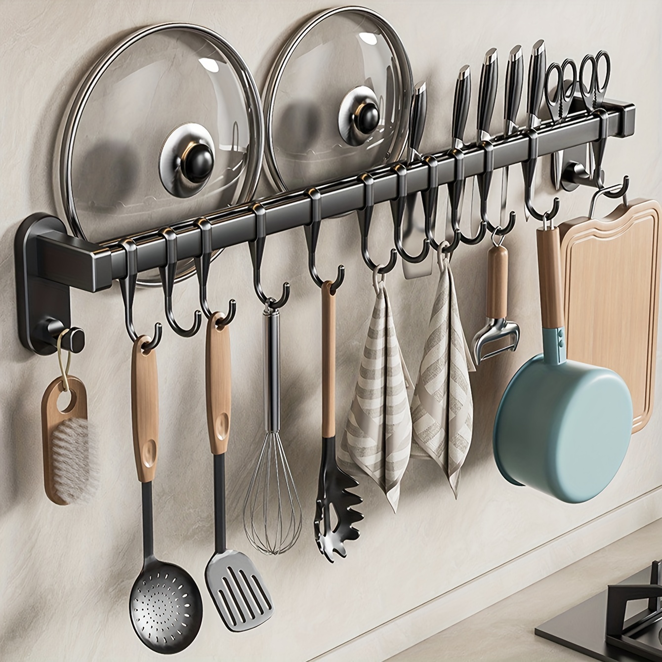 Cubicle Wall Hooks 2-Pack Rotating Kitchen Hooks - No Drill Wall Mount ...
