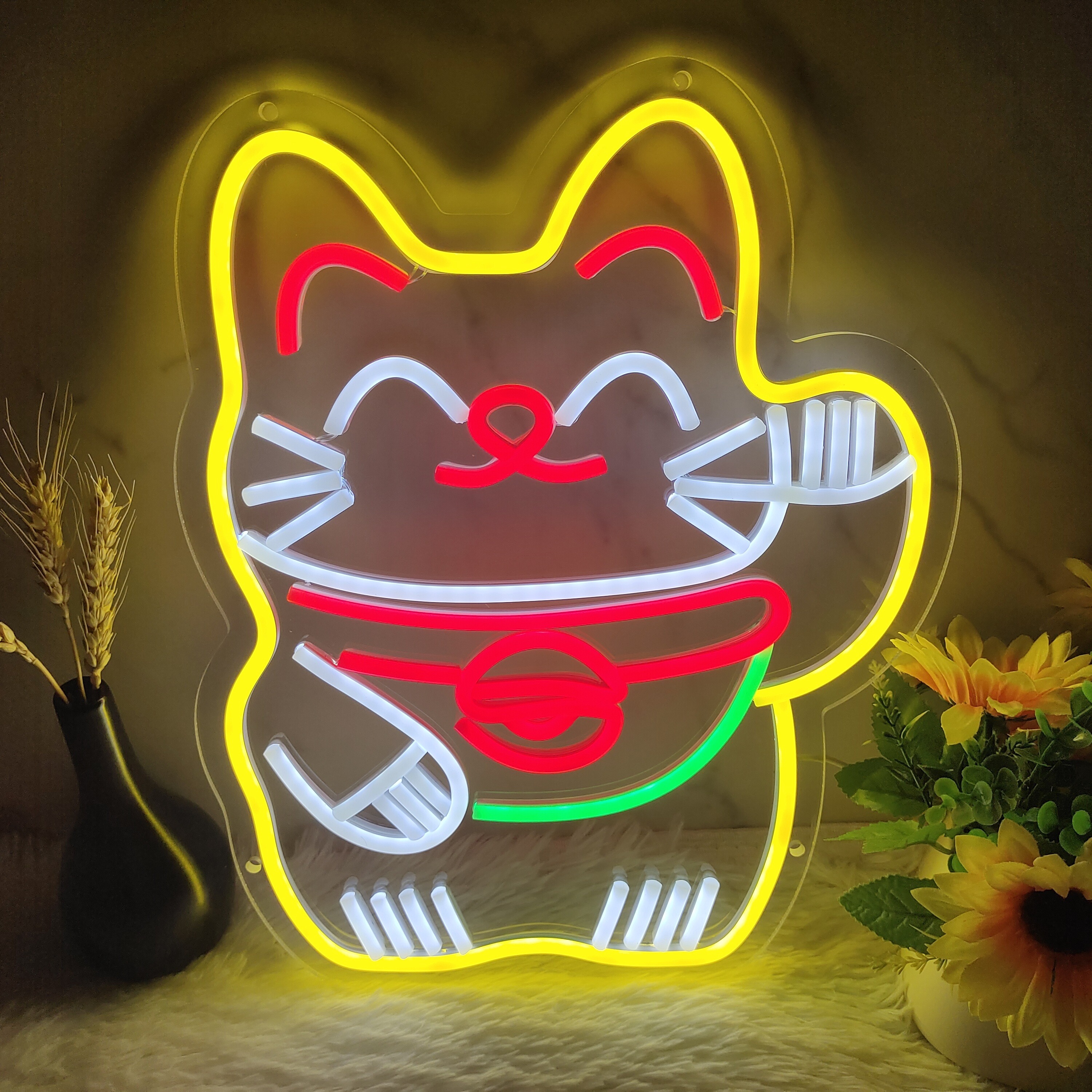 Welcome Lucky Cat Led Neon Sign Sign Light Usb - Temu Canada