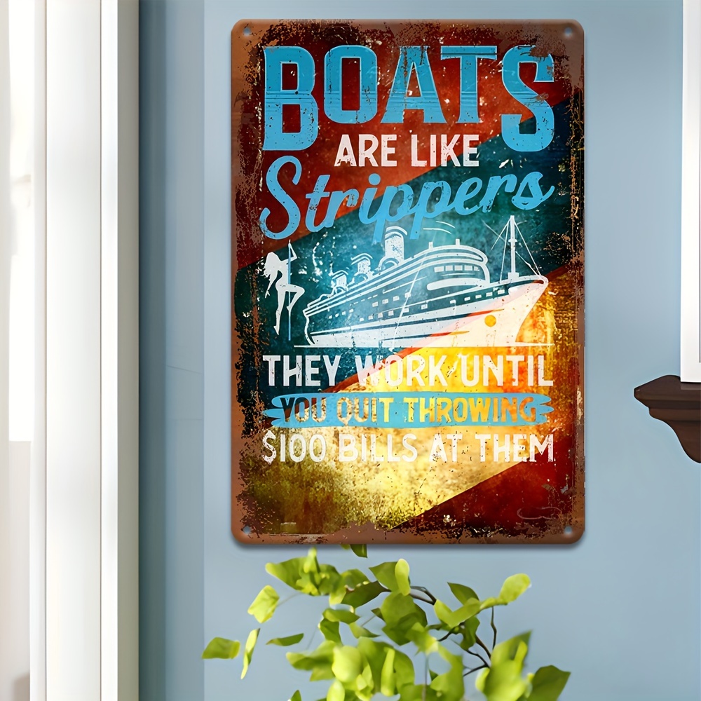 rustic nautical metal sign vintage style boats humor - Temu