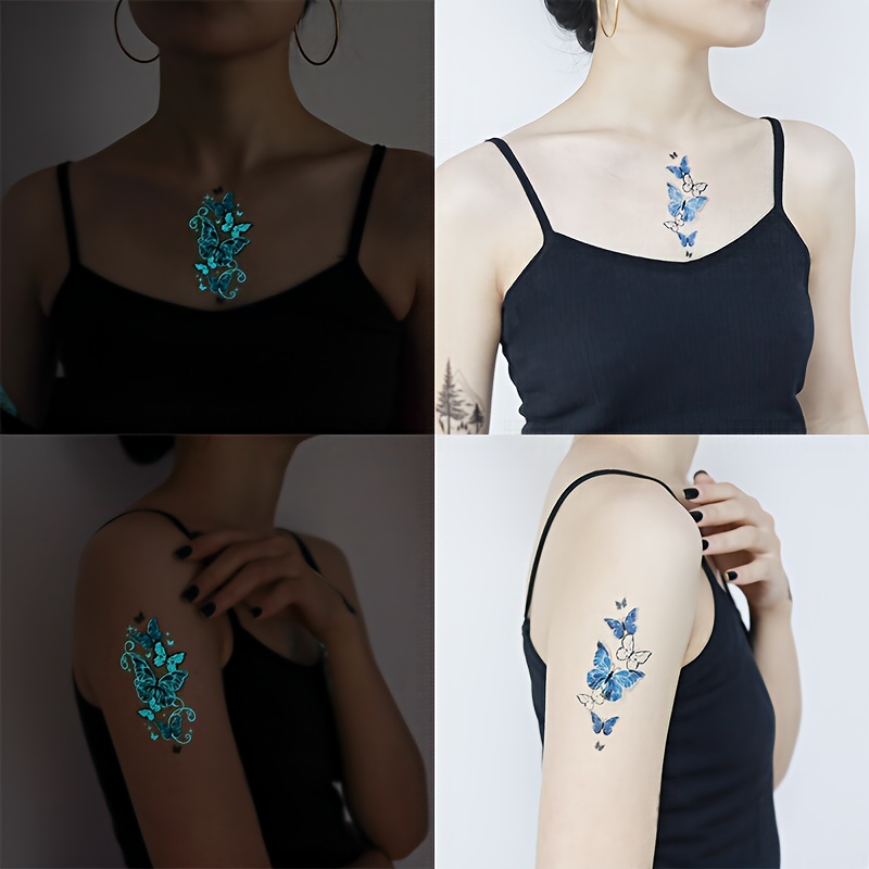 Luminous Butterfly Temporary Tattoos Women Moonlit Dance - Temu Australia