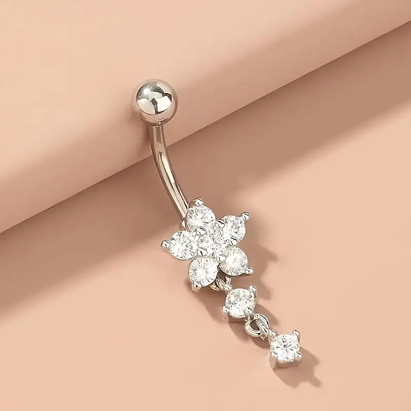 5-piece Dangly Belly Button Bars Butterfly Flower Style Cute Silver ... 5-piece Dangly Belly Button Bars Butterfly Flower Style Cute Silver ...