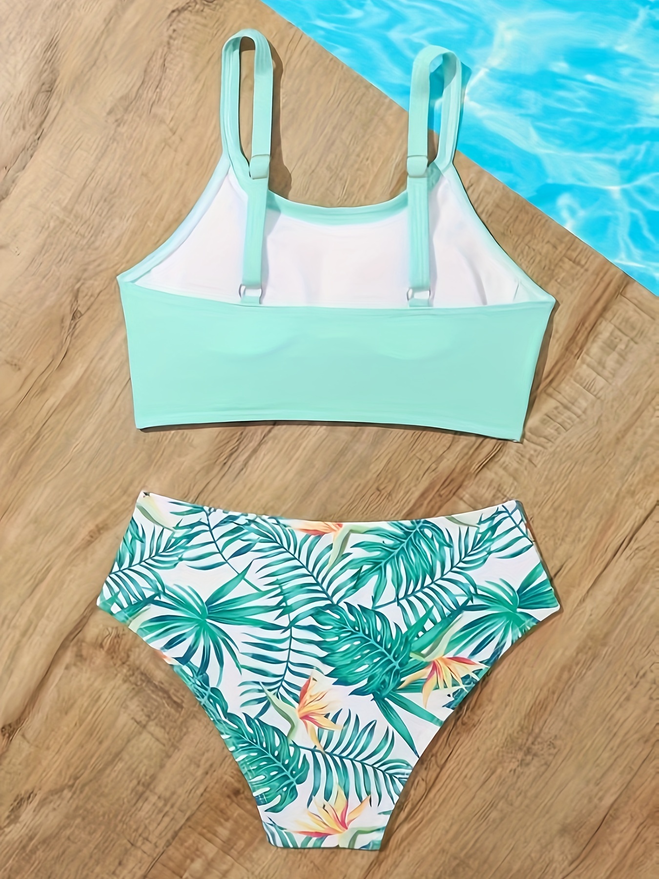 Tween Girls High Stretch Swimsuit Solid Colored Adjustable - Temu